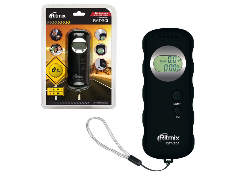 Алкотестер RITMIX RAT-301 для измерения уровня алкоголя в выдыхаемом ...