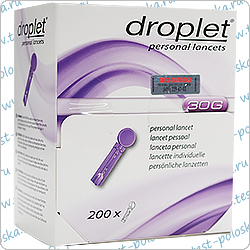 Ланцеты Дроплет (DropLet) 200 штук универсальные для автопрокалывателя ...