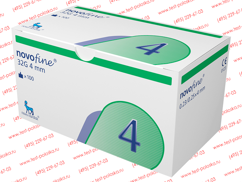 Иглы НовоФайн 4 мм (Novo-Fine 32G), 100 штук Novofine NovoNordisk