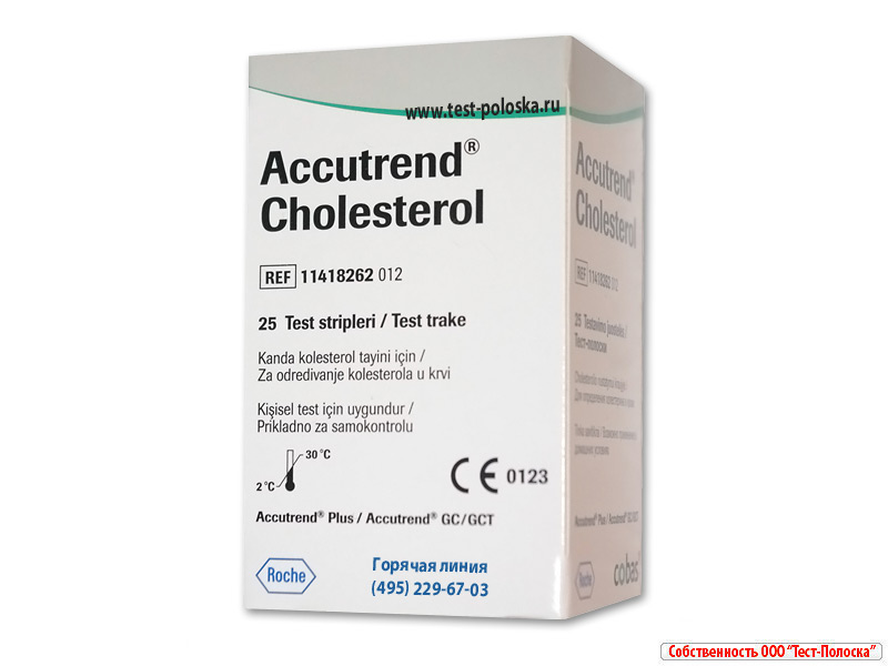 Тест-полоски Аккутренд для определения общего холестерина в крови 25 ...